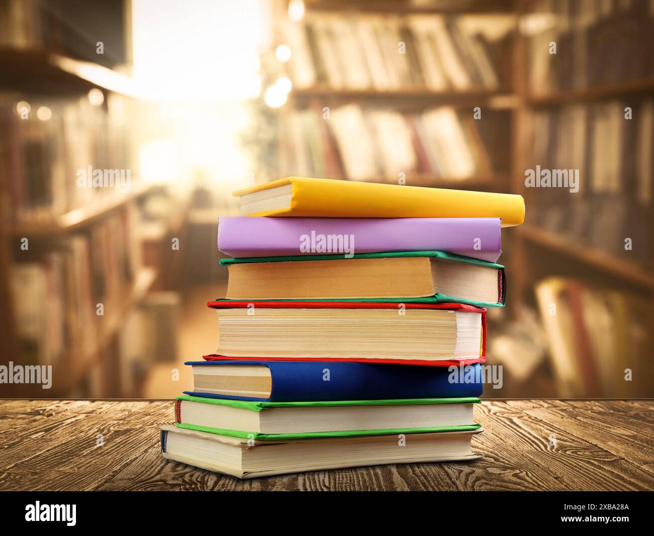 Shelves in antique library full of very old books hi-res stock ...