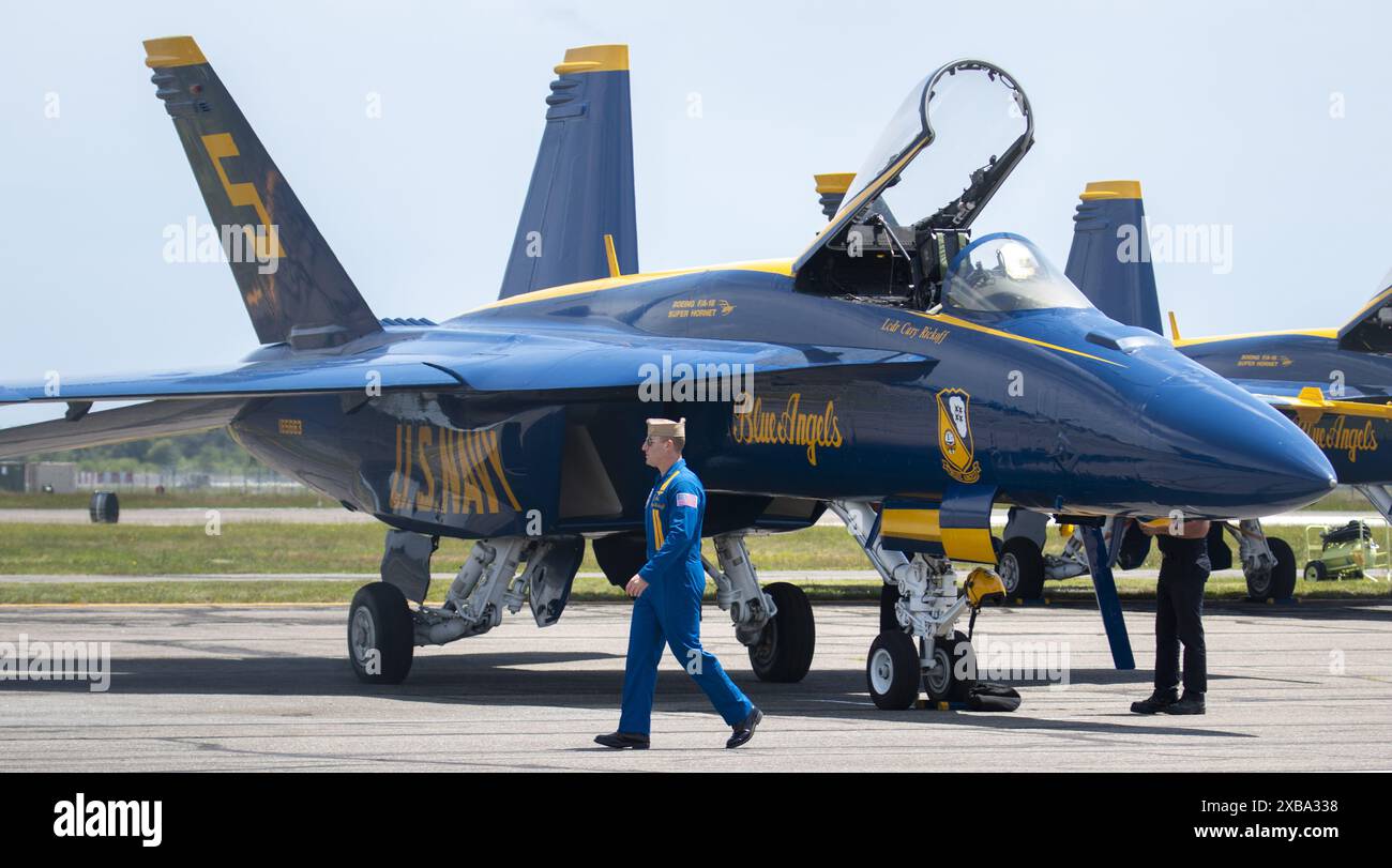 Farmingdale, New York, USA - 26 May 2022: Looking at one US Navy Blue ...