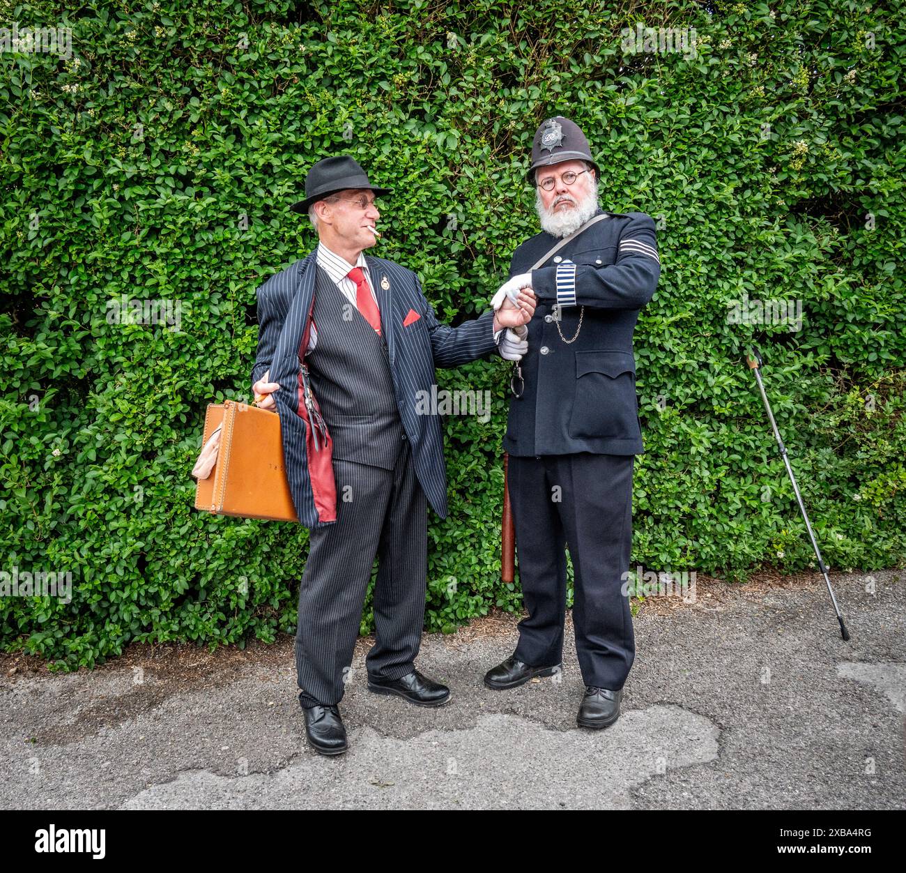 Spiv being arrested by policeman re-enactment at the Southwick D-Day ...