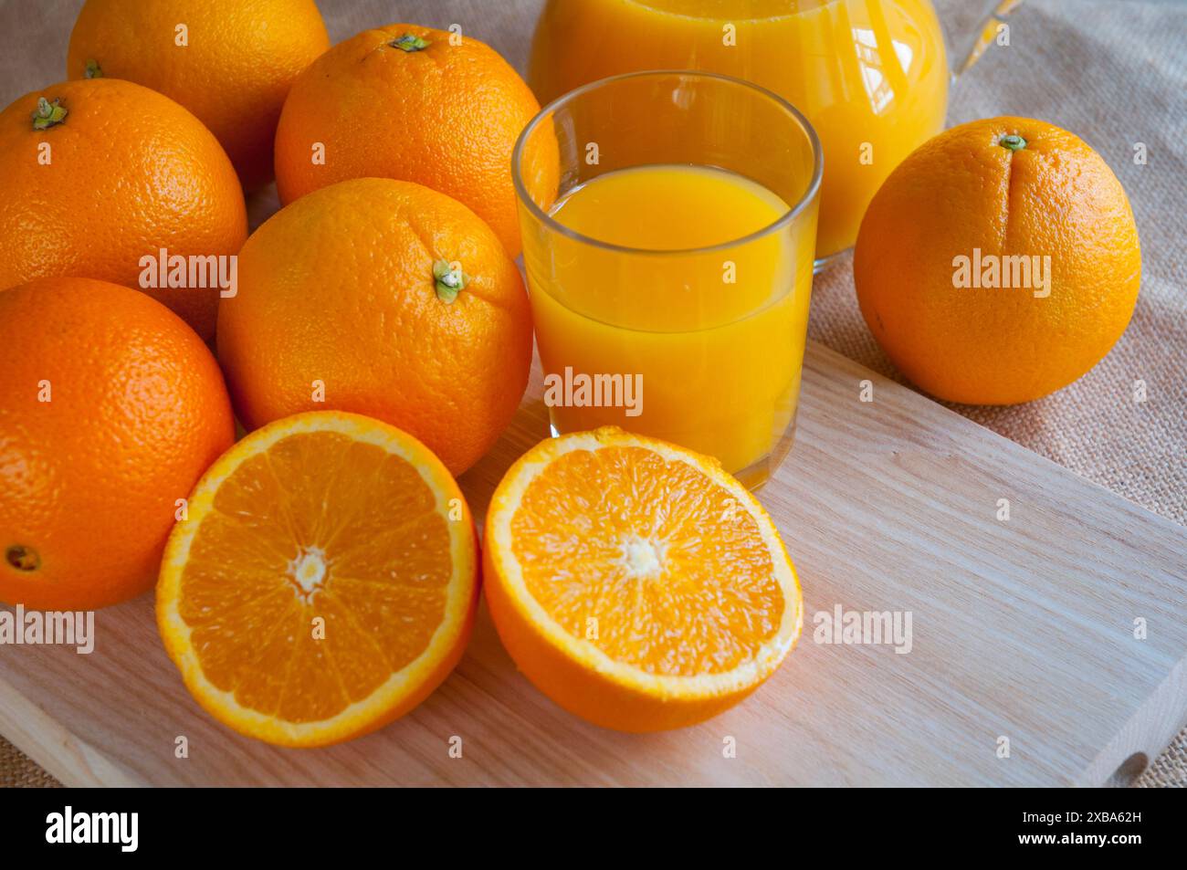 Oranges and orange juice. Still life Stock Photo - Alamy