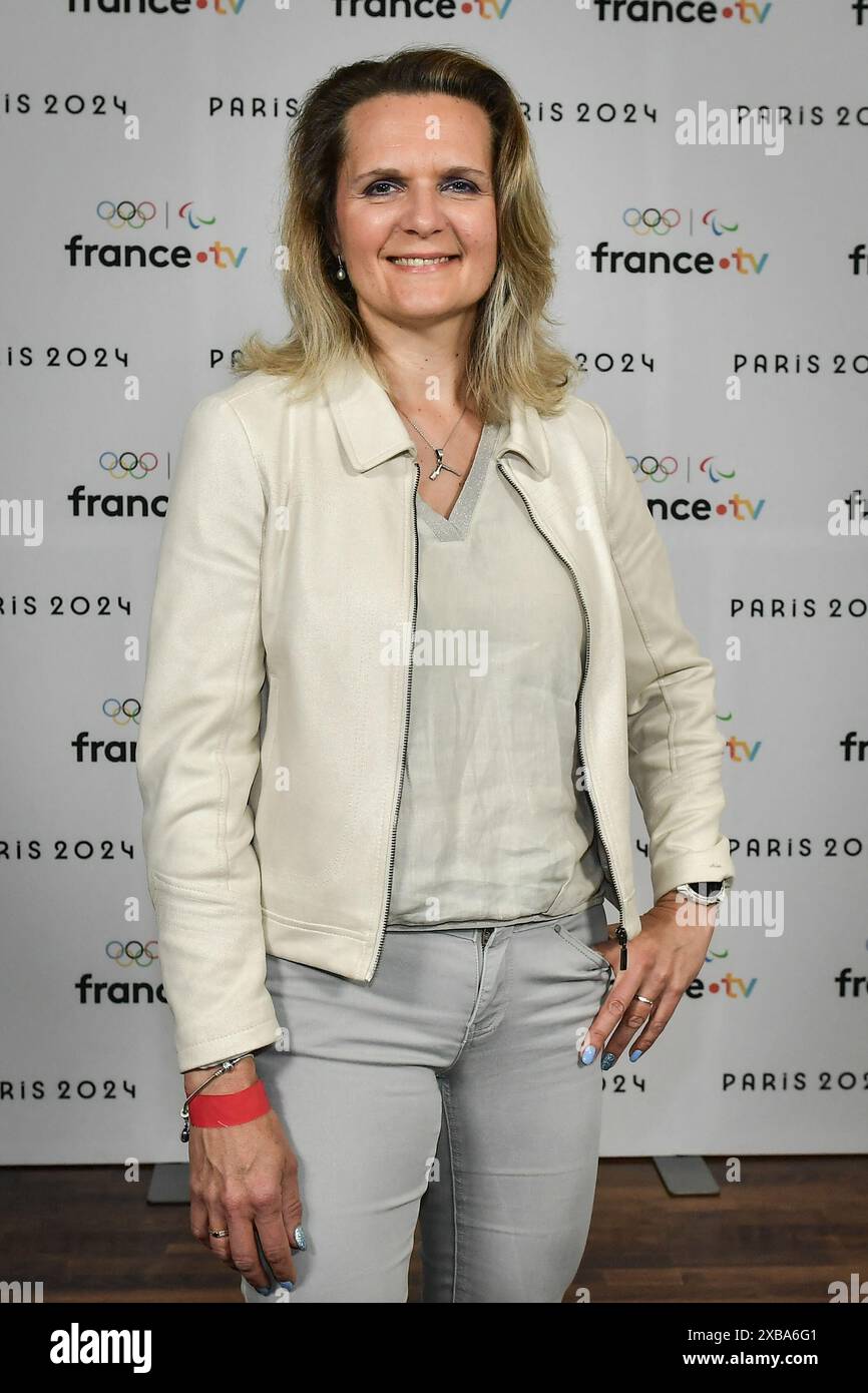 Delphine Reau poses for a photocall prior to the France Television ...