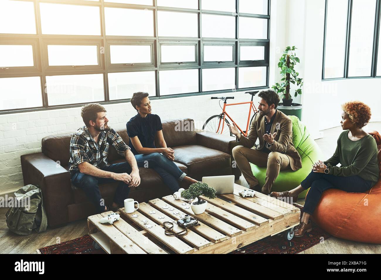 Discussion, creative and group of people in office for brainstorming ...