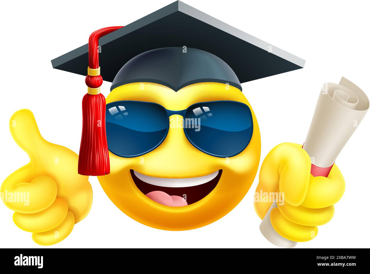 Emoji Graduate College Sunglasses Cartoon Emoticon Stock Vector Image ...