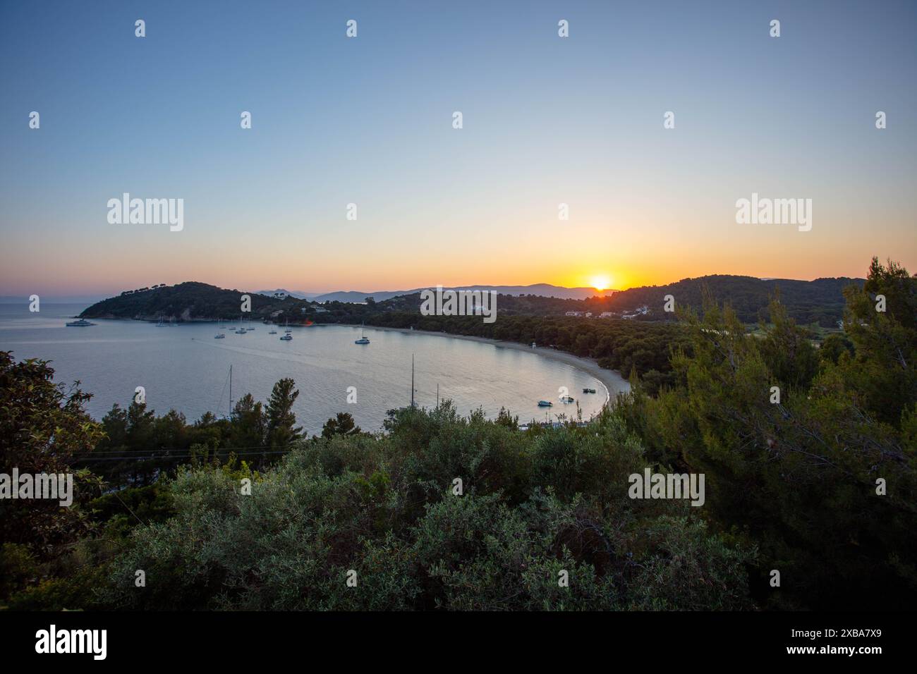 Koukounaris Beach Skiathos Island Greece at Sunset Stock Photo - Alamy
