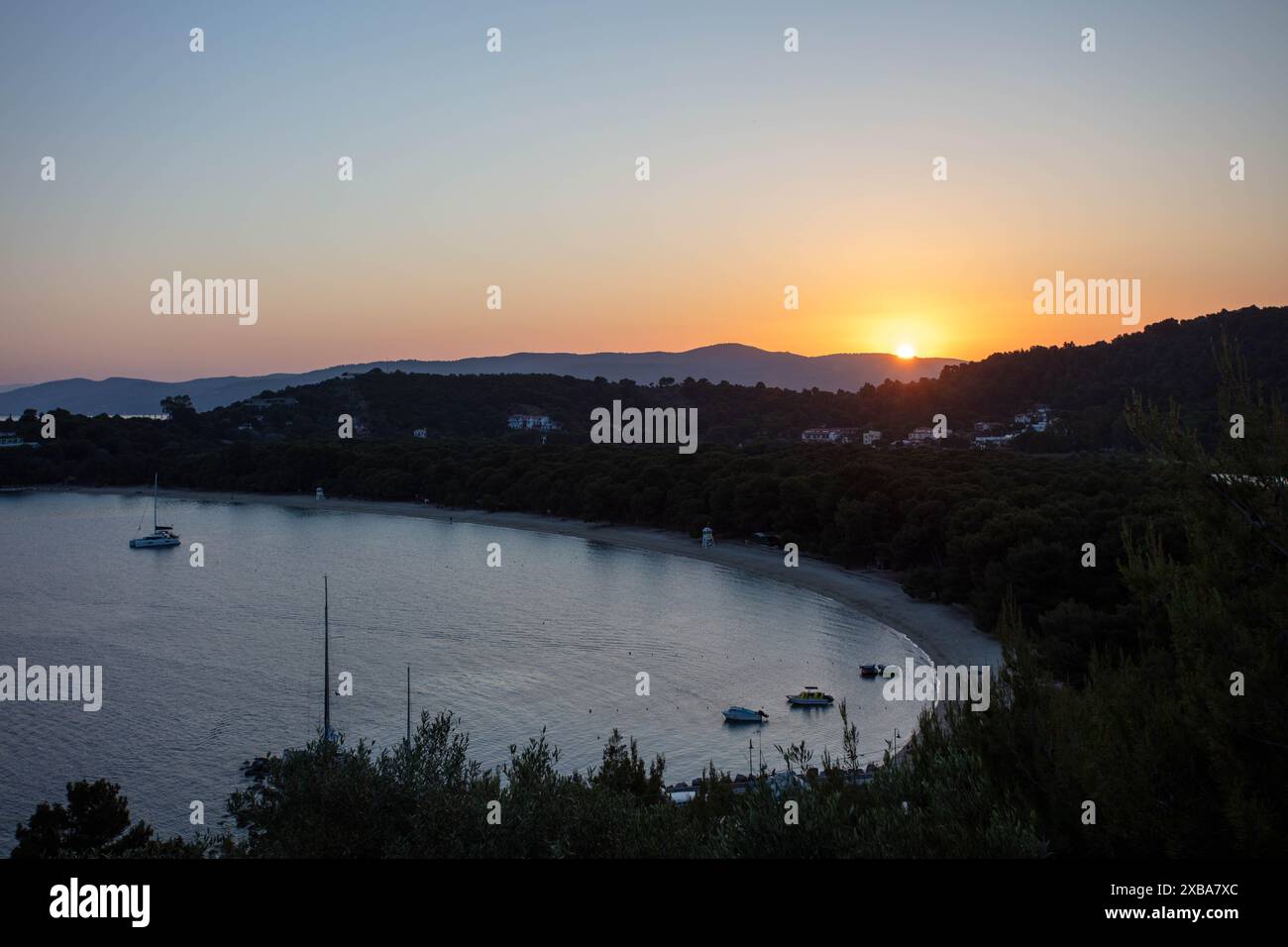 Koukounaris Beach Skiathos Island Greece at Sunset Stock Photo - Alamy