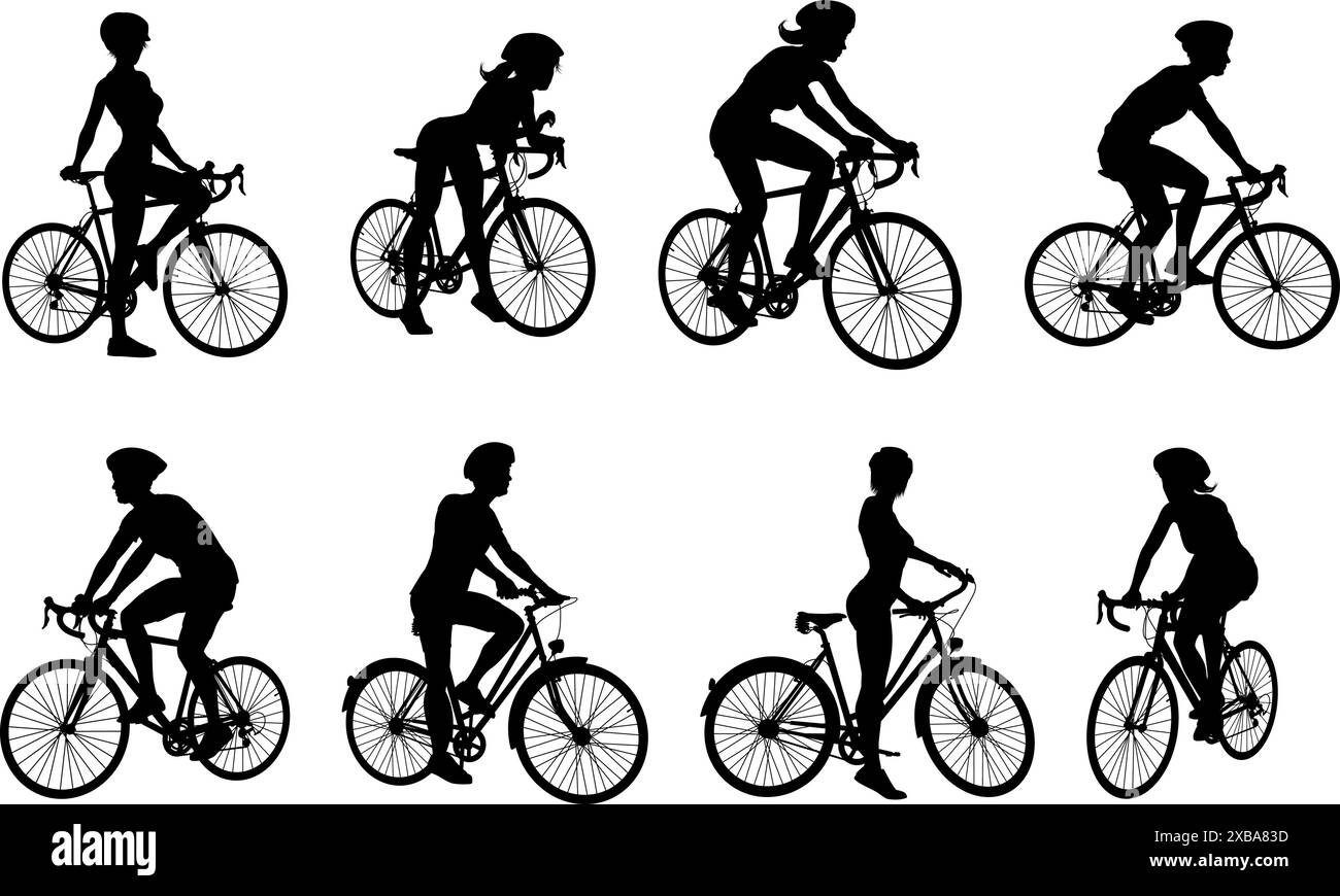 Bike and Bicyclist Silhouettes Set Stock Vector Image & Art - Alamy