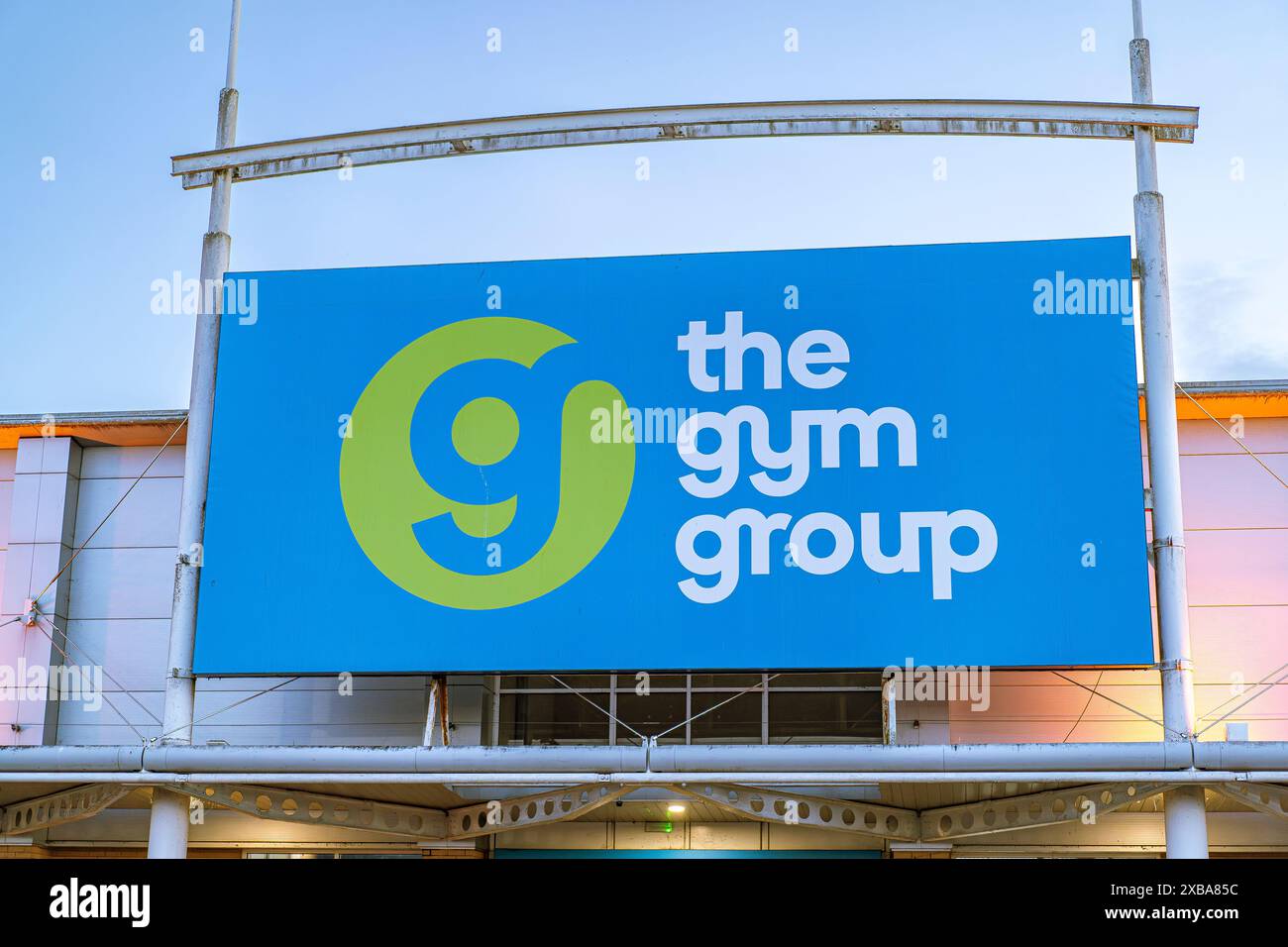 Front store view of the gym group exercise shop on a retail park in the ...