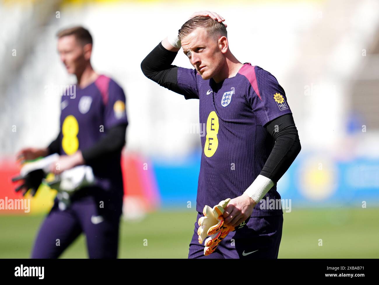 England goalkeeper Jordan Pickford during a training session at the ...