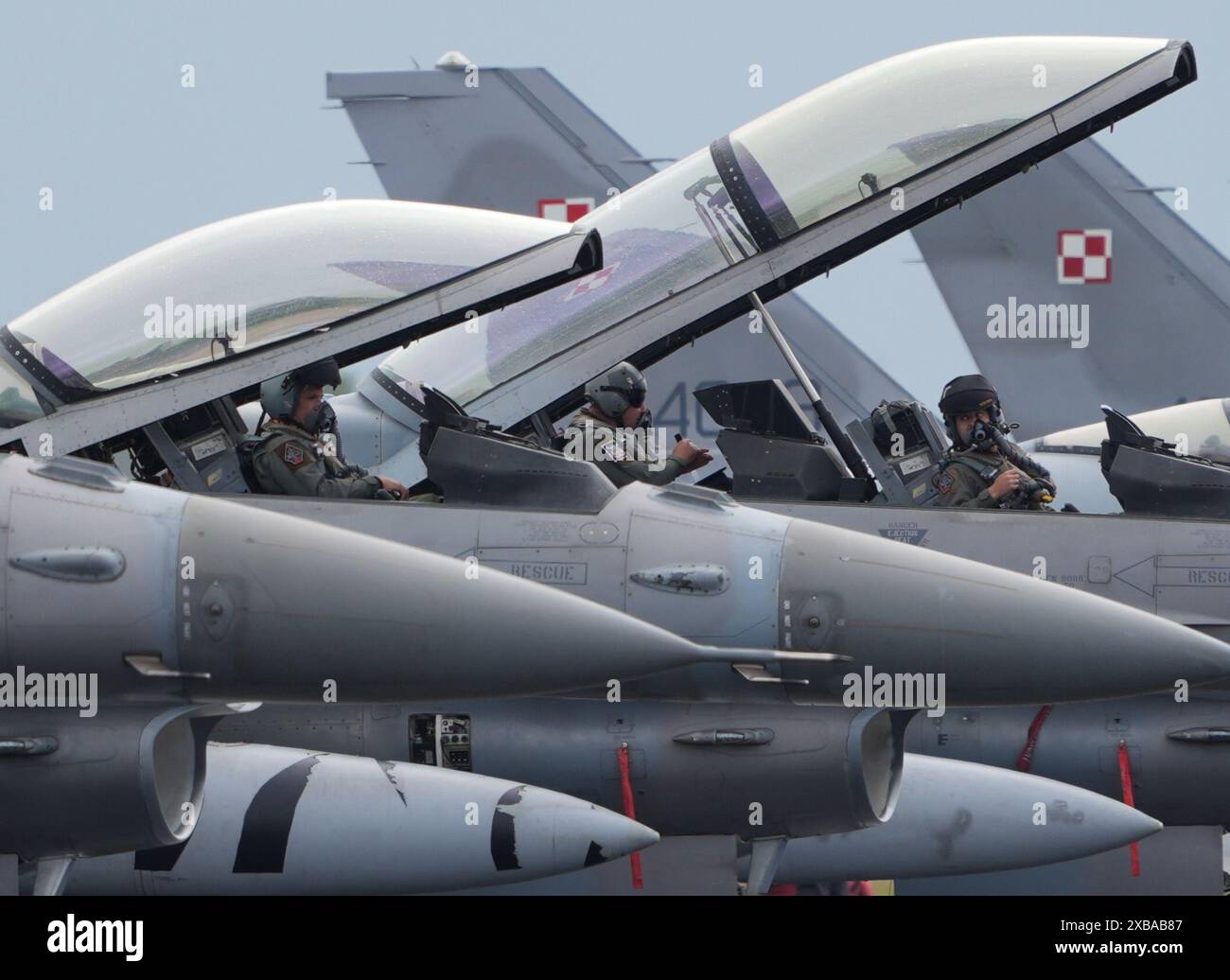 Jagel, Germany. 11th June, 2024. Pilots prepare in the cockpits of ...