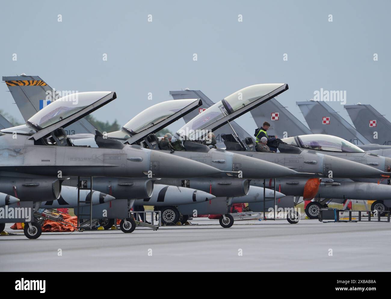 Jagel, Germany. 11th June, 2024. Pilots prepare in the cockpits of ...