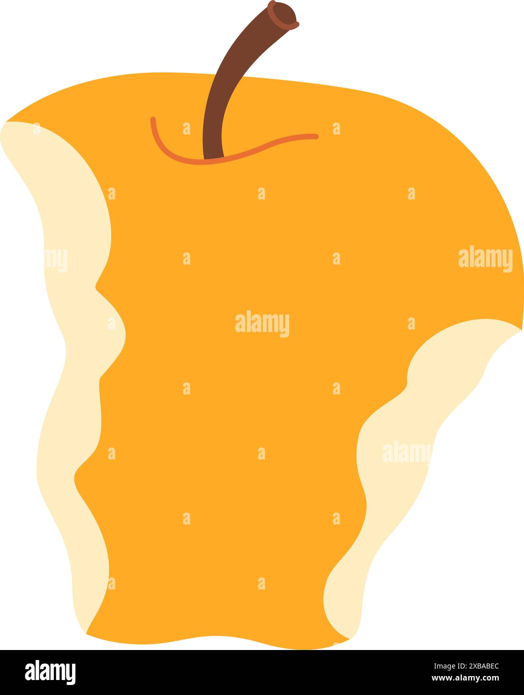 Yellow juicy bitten apple. Apple eaten cartoon image art. Hand drawn ...