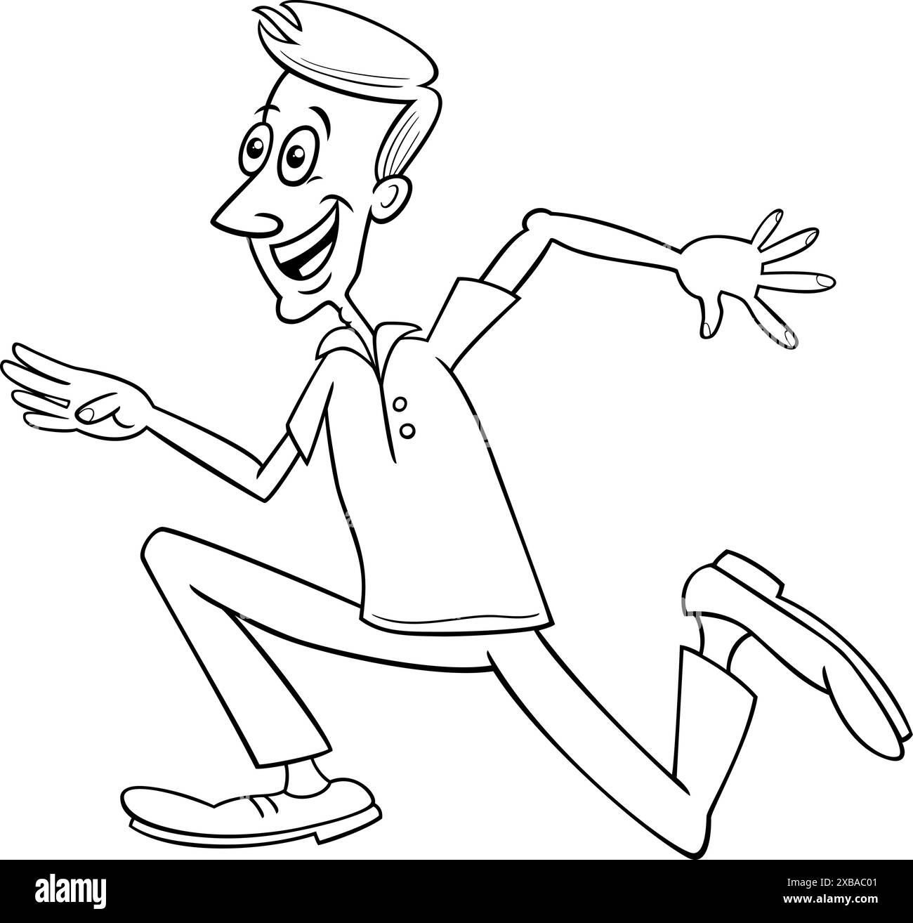 Cartoon illustration of running young man or guy comic character ...