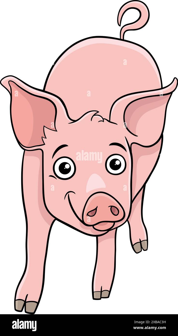 Cartoon illustration of funny piglet farm animal character Stock Vector ...