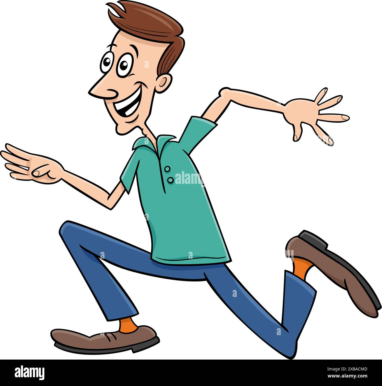 Cartoon illustration of running young man or guy comic character Stock ...