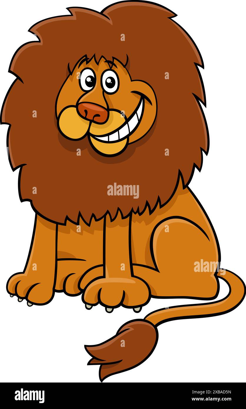 Cartoon illustration of funny lion wild animal character Stock Vector ...