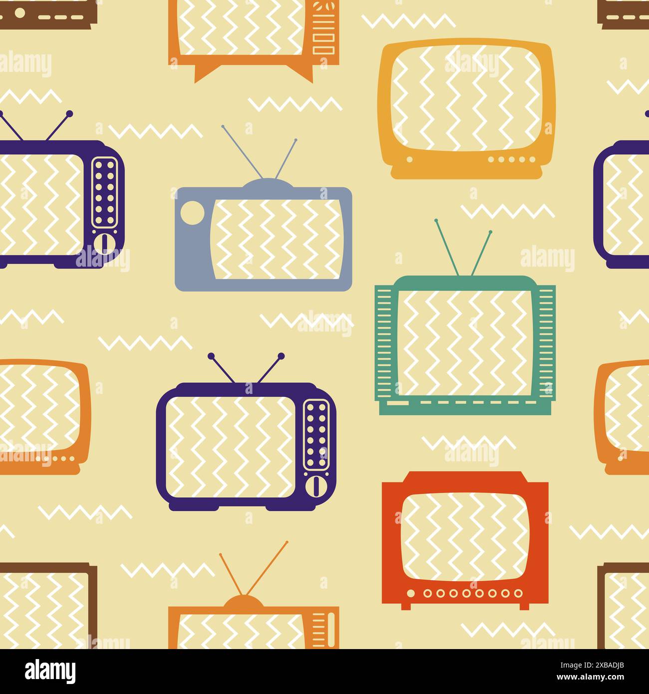 Retro tv screens seamless pattern. Abstract vintage television with ...