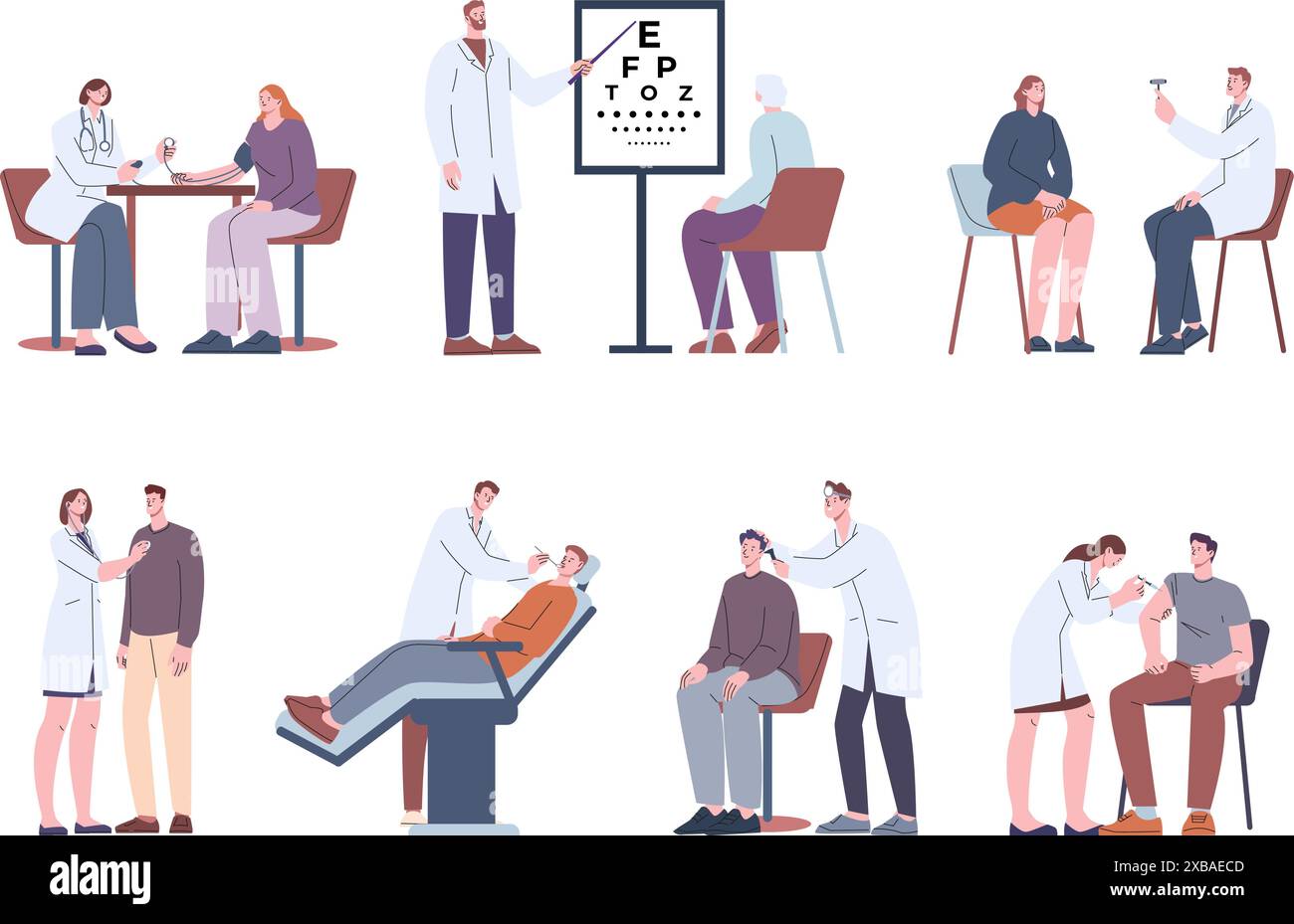 Medical check up. People and doctors and nurses, examination in ...