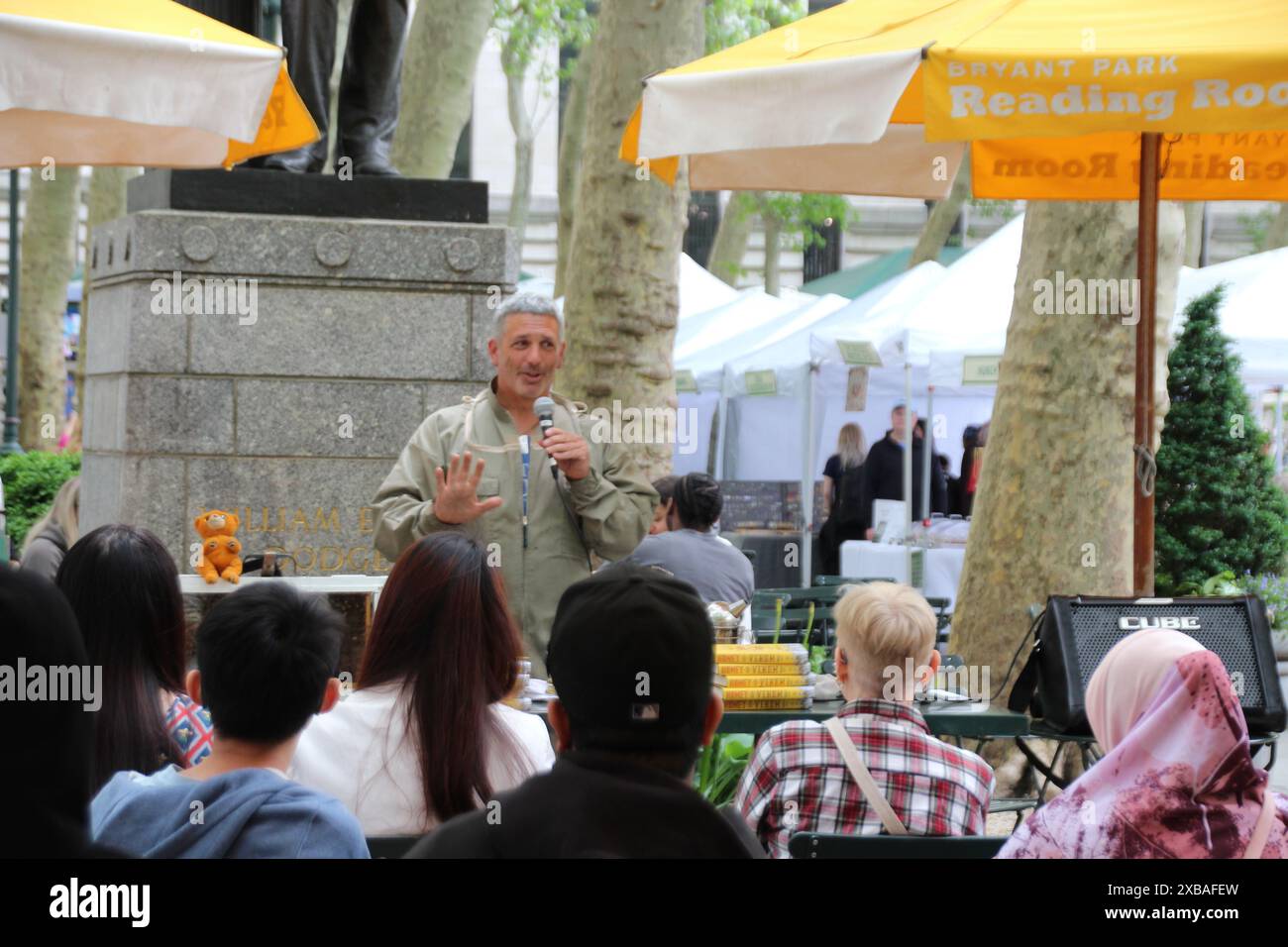 New York, USA. 17th May, 2024. Beekeeper Andrew Coté talks about his ...
