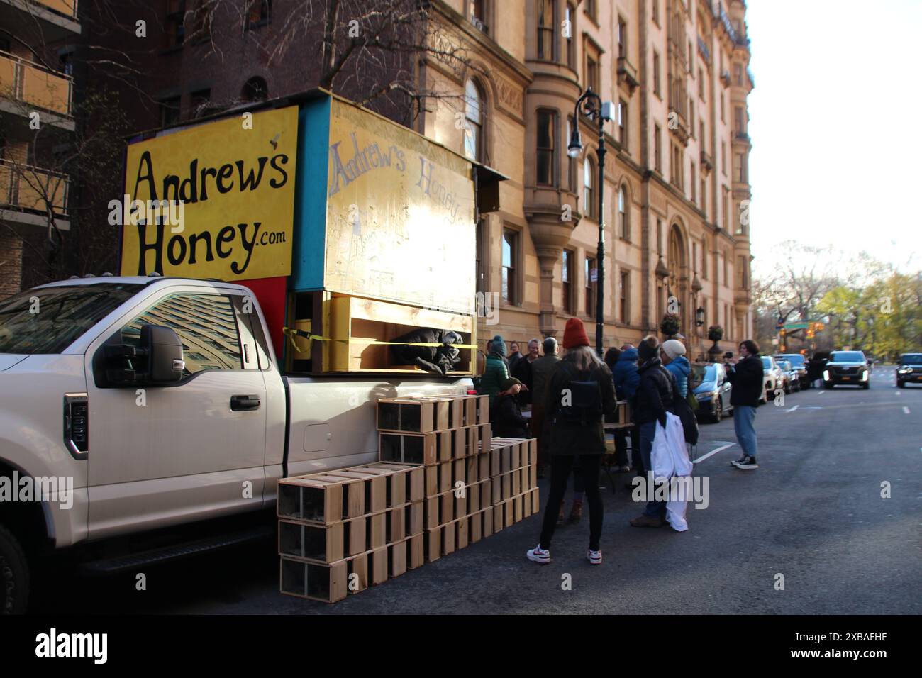 New York, USA. 17th May, 2024. Beekeeper Andrew Coté (green vest) and ...
