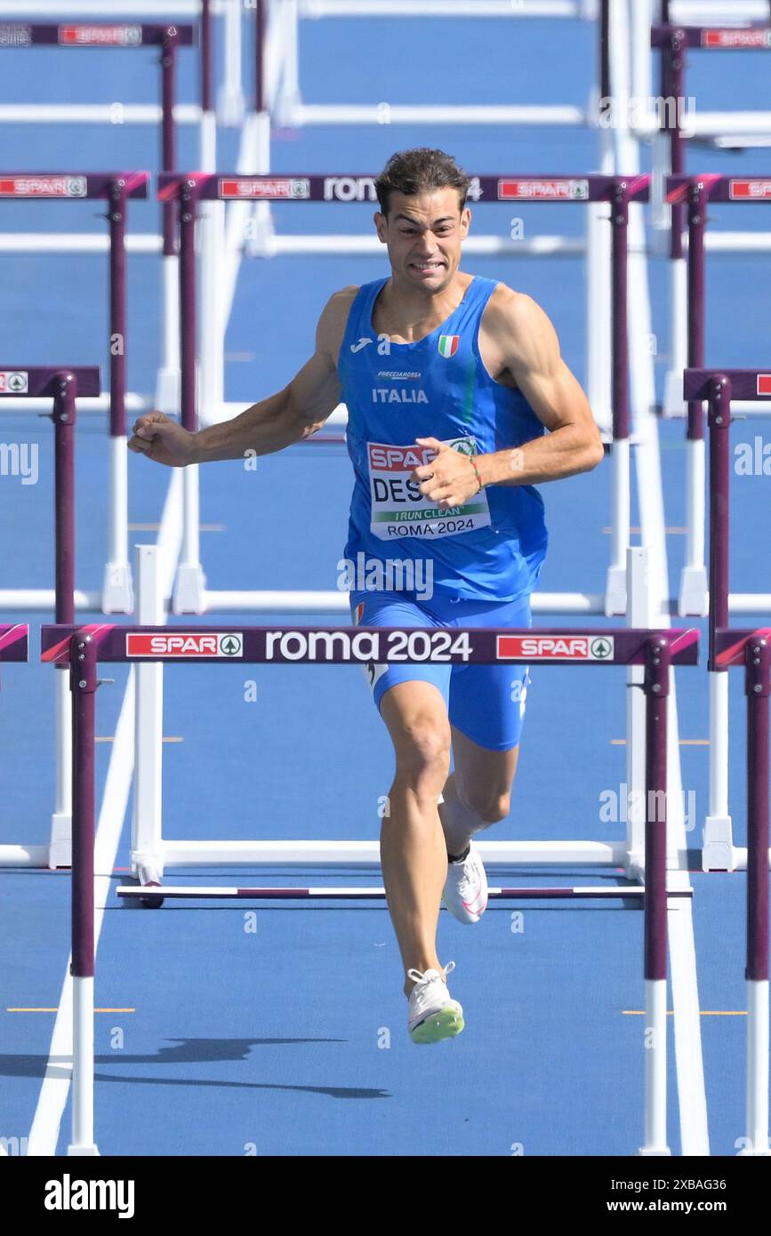 Roma, Italia. 11th June, 2024. Italy's Dario Dester competes 110m ...
