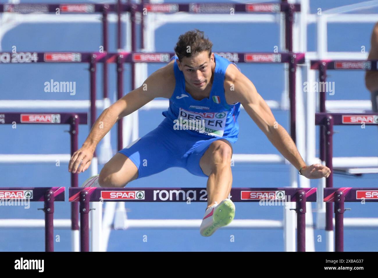 Roma, Italia. 11th June, 2024. Italy's Dario Dester competes 110m ...