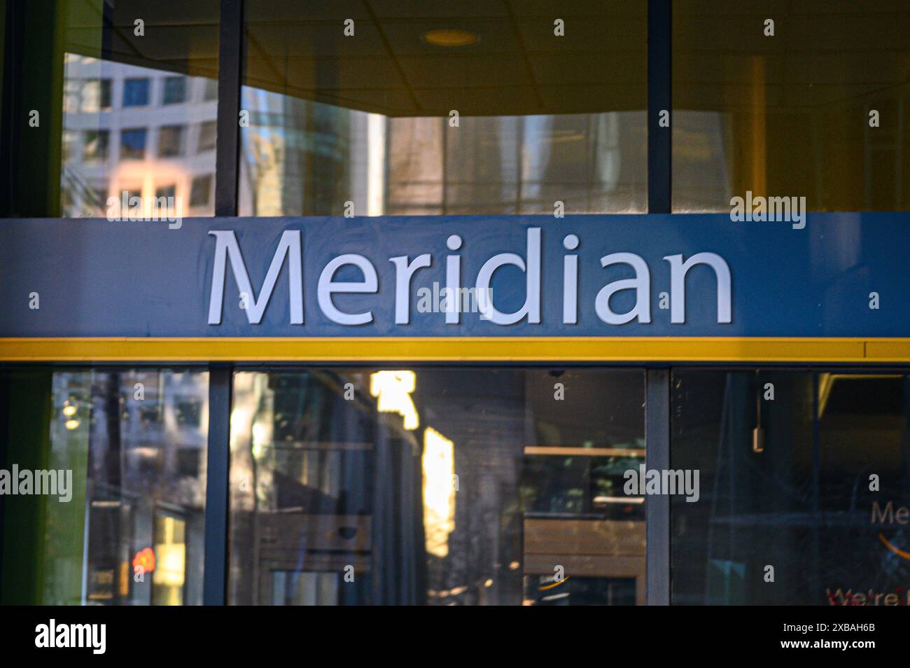 Toronto, ON, Canada - February 17, 2023: View at Meridian Bank logo in ...