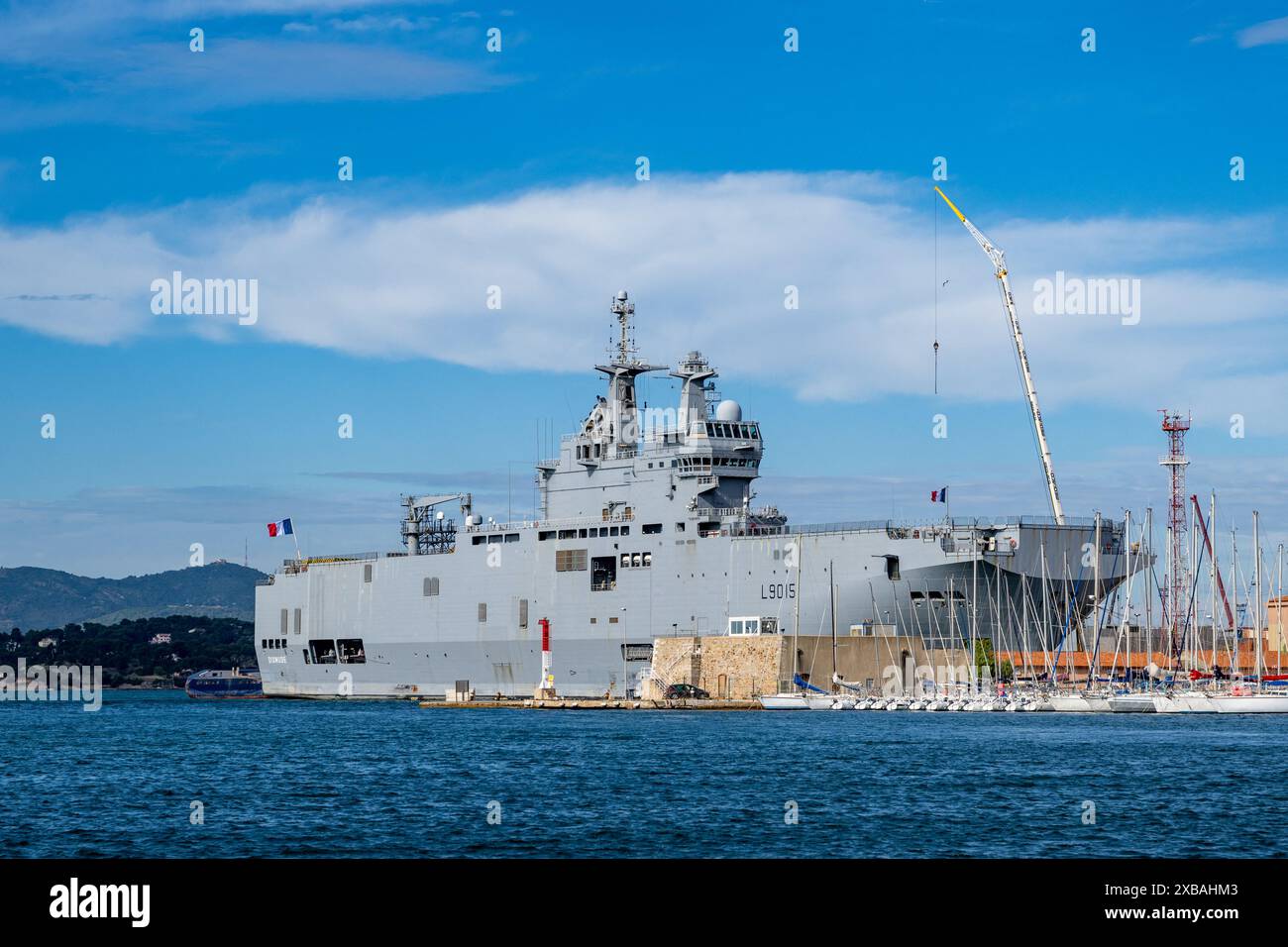 The PHA DIXMUDE naval vessel docks in the military port of Toulon ...