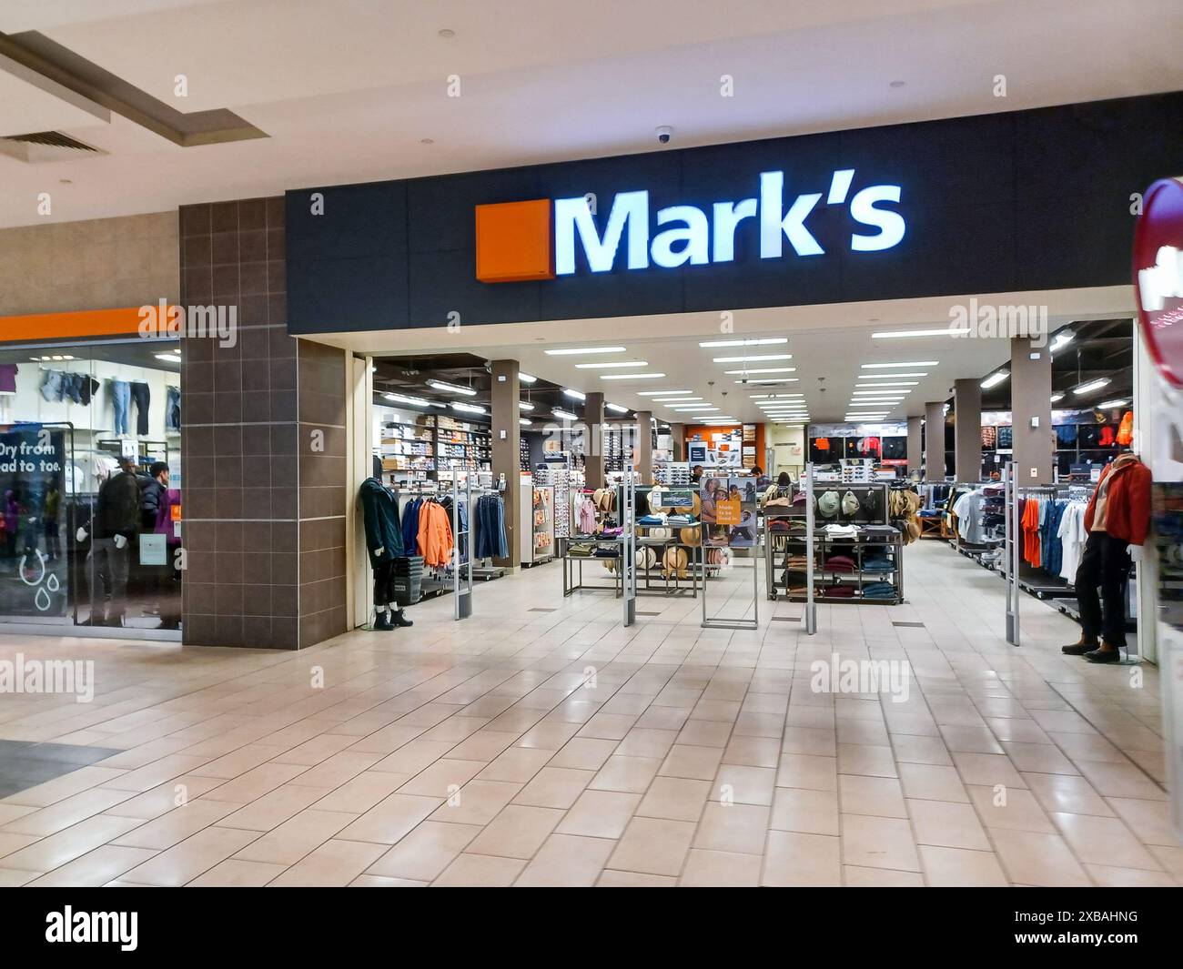 Toronto, ON, Canada - January 10, 2024: View at the logo sign of Mark’s ...