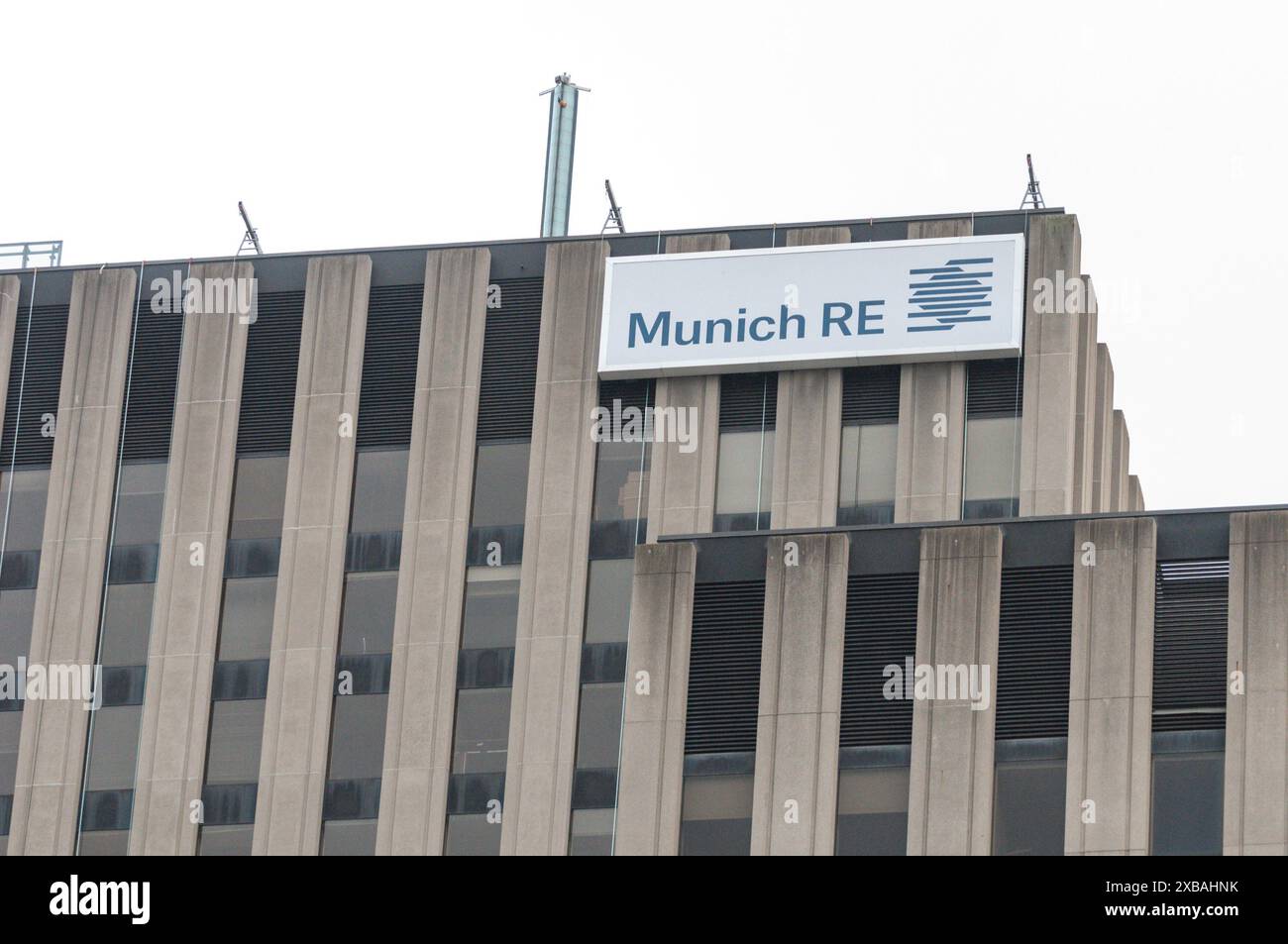 Toronto, ON, Canada - January 25, 2024: View at the logo of Munich RE ...