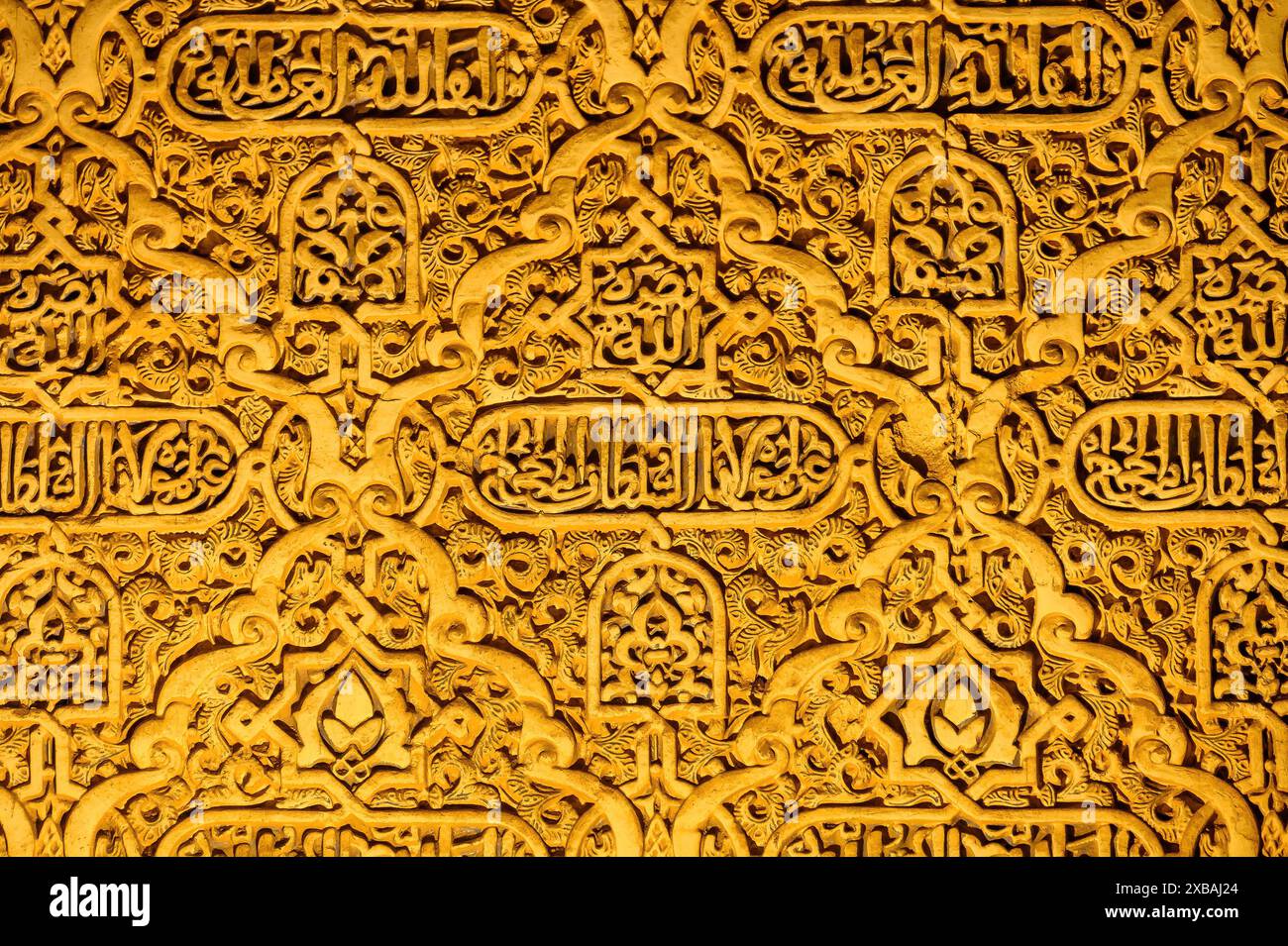Relief Islamic style decoration on a medieval wall. Alhambra Palace and ...