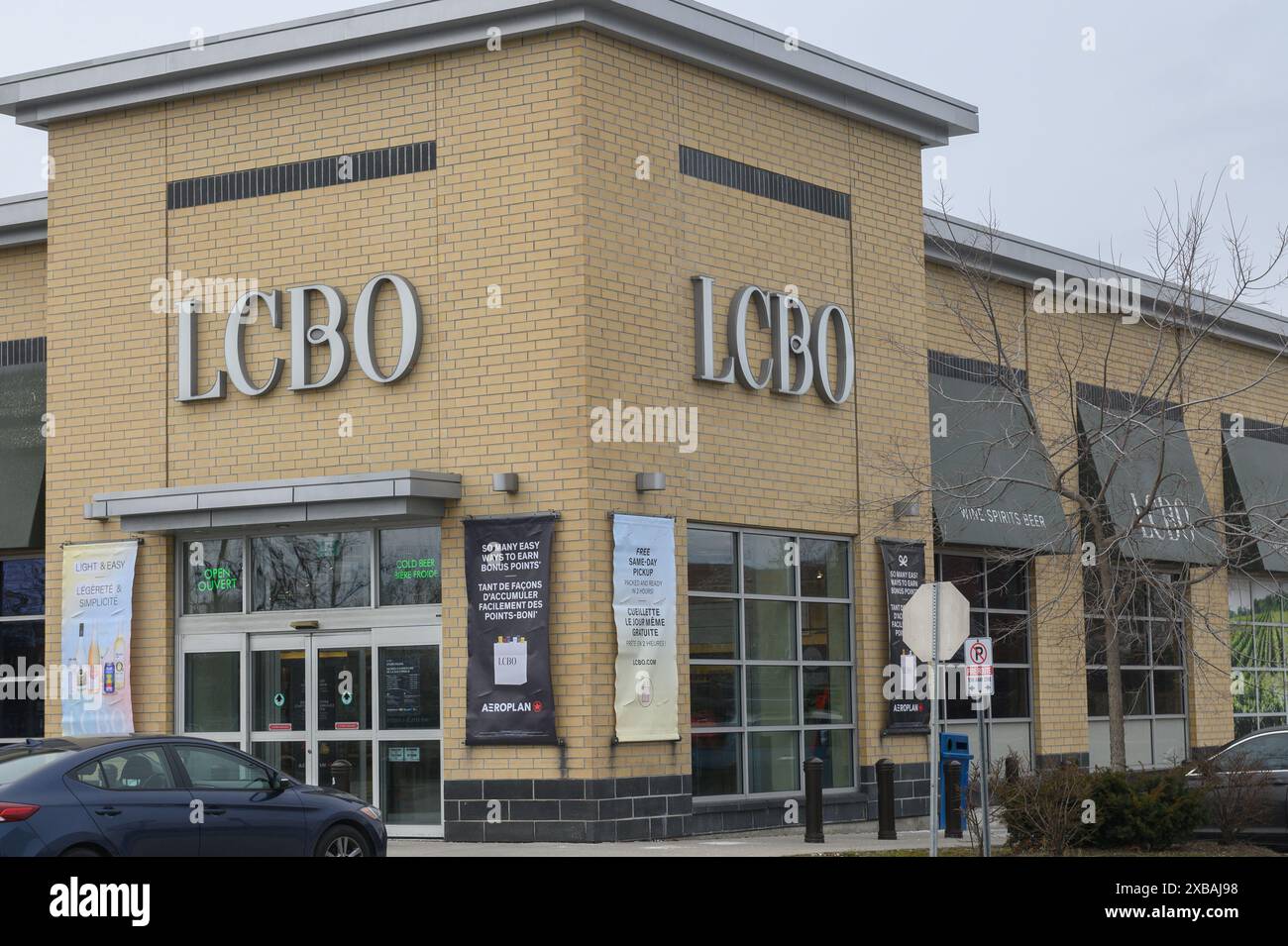 Toronto, ON, Canada - April 29, 2024: View at LCBO sign. The Liquor Control Board of Ontario is ...