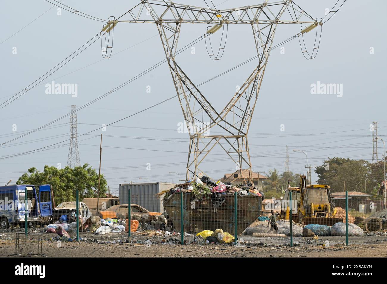 GHANA, Accra Tema, Ashaiman, high voltage power pole for power ...