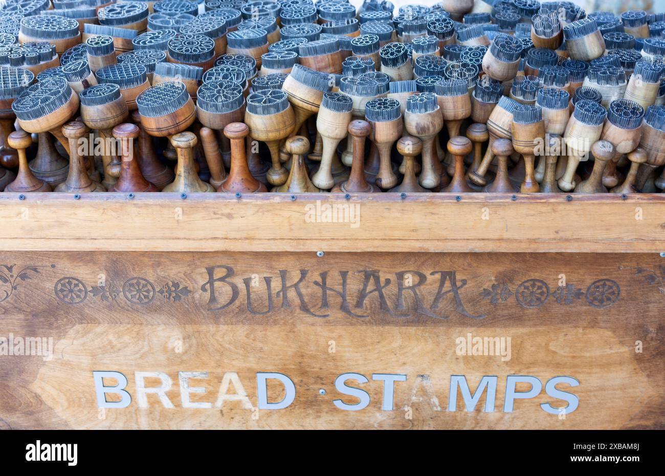 Bread stamps at souvenir street shop. Traditional stamps for flatbreads ...
