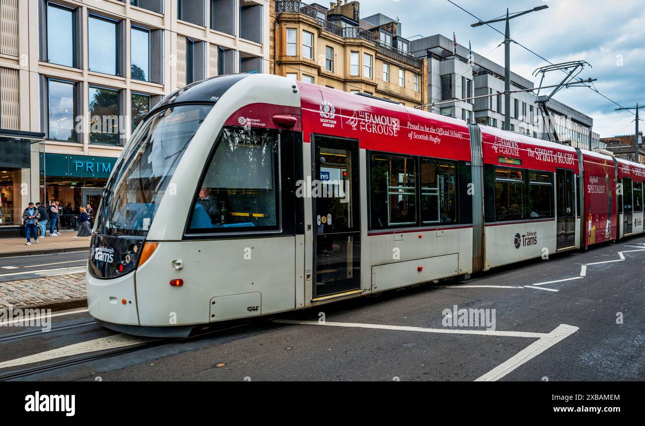 Edinburgh Tram travelling in Princes Street, Edinburgh, Scotland Stock ...