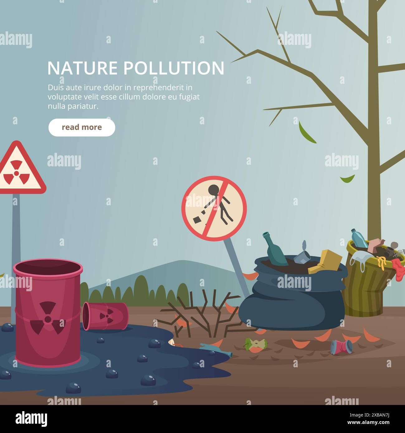 Nature pollution bad environment with trash and toxic garbage Stock ...