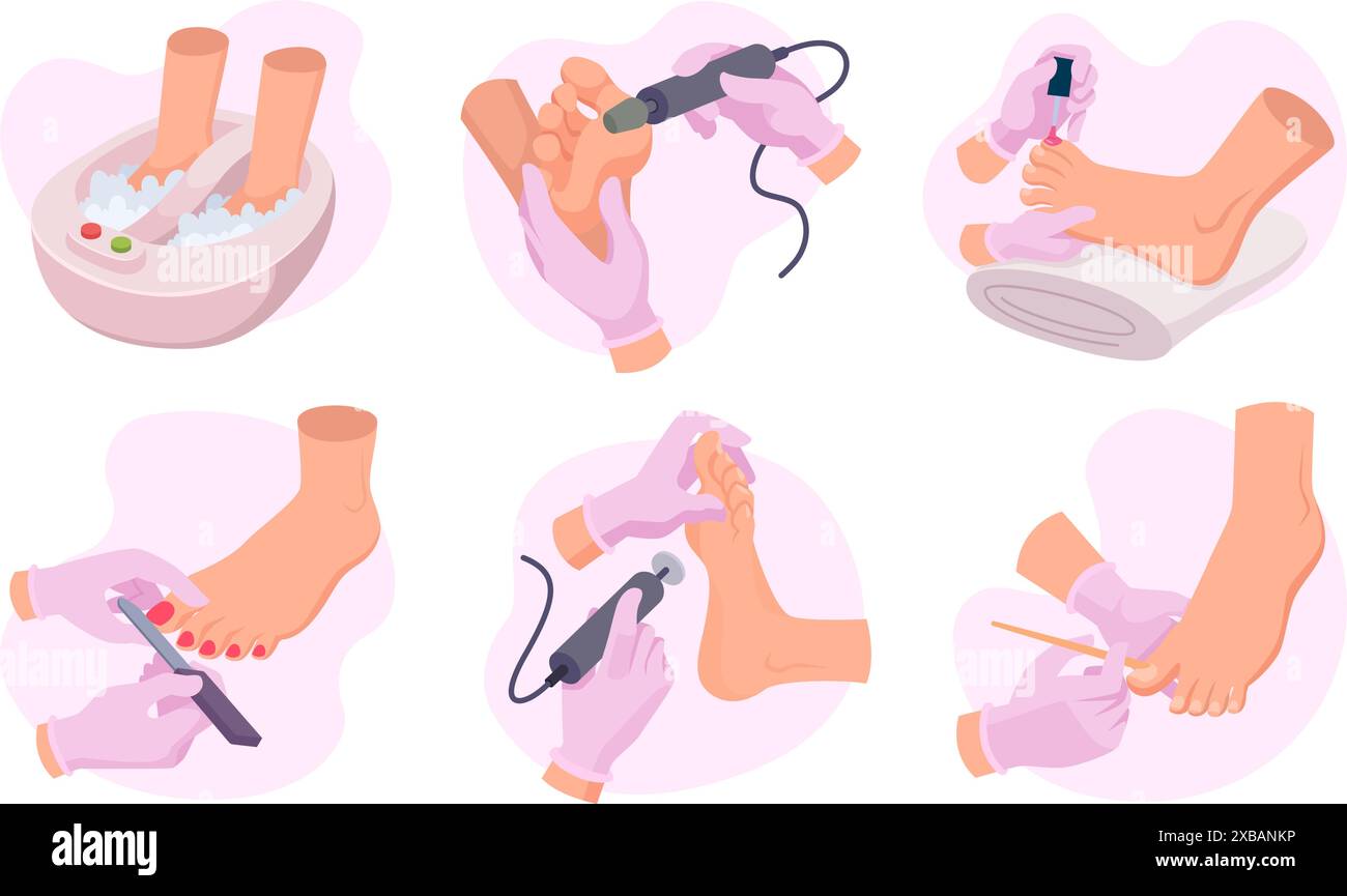 Pedicure. Treatment foot nails beauty salon cosmetic tools for pedicure ...