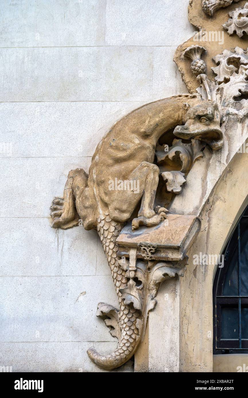 Gargoyle stone sculpture. Architectural feature of the National Temple ...