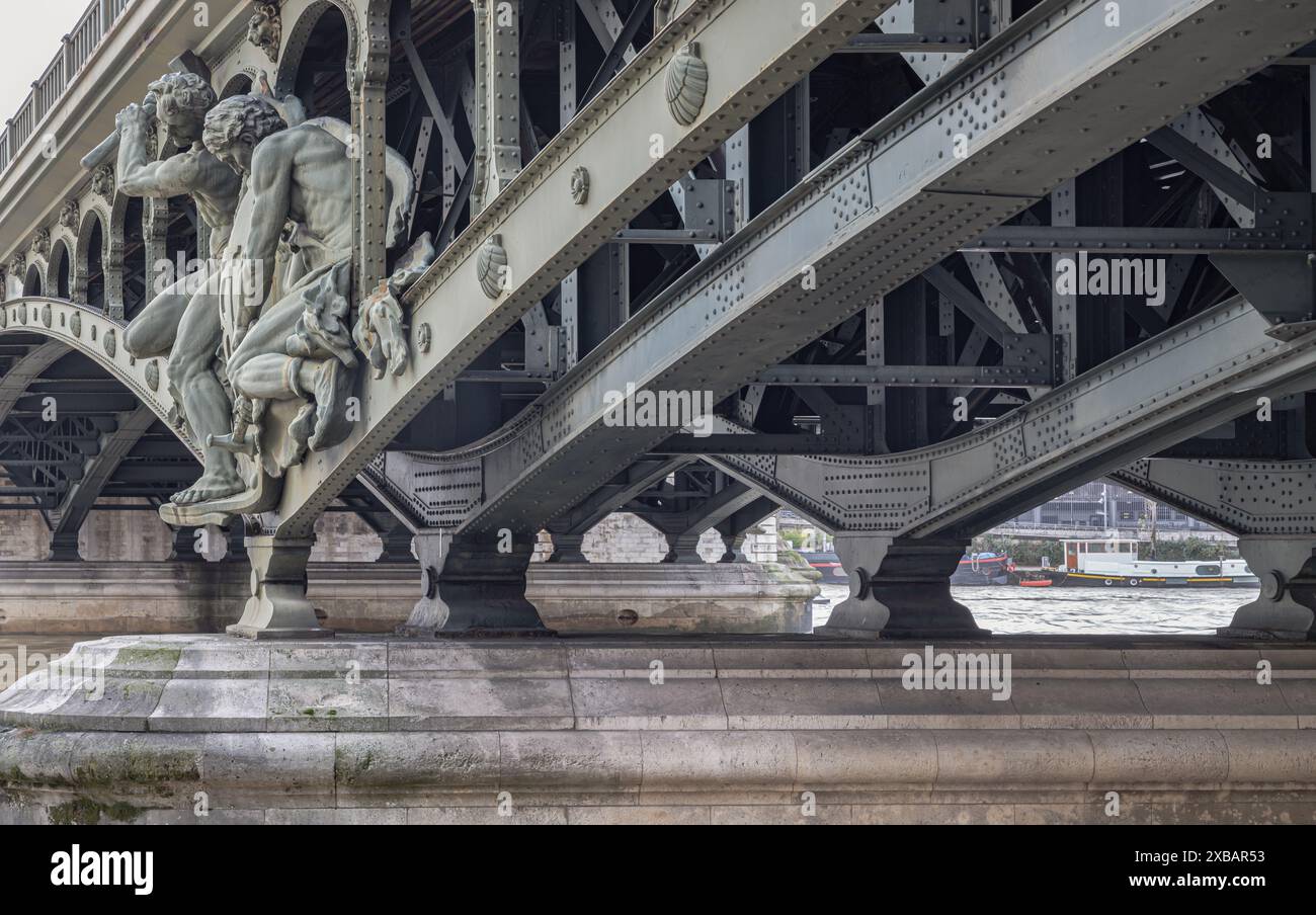 France, Paris - Jan 04, 2024 - Detail of Sculptures decorating the two ...