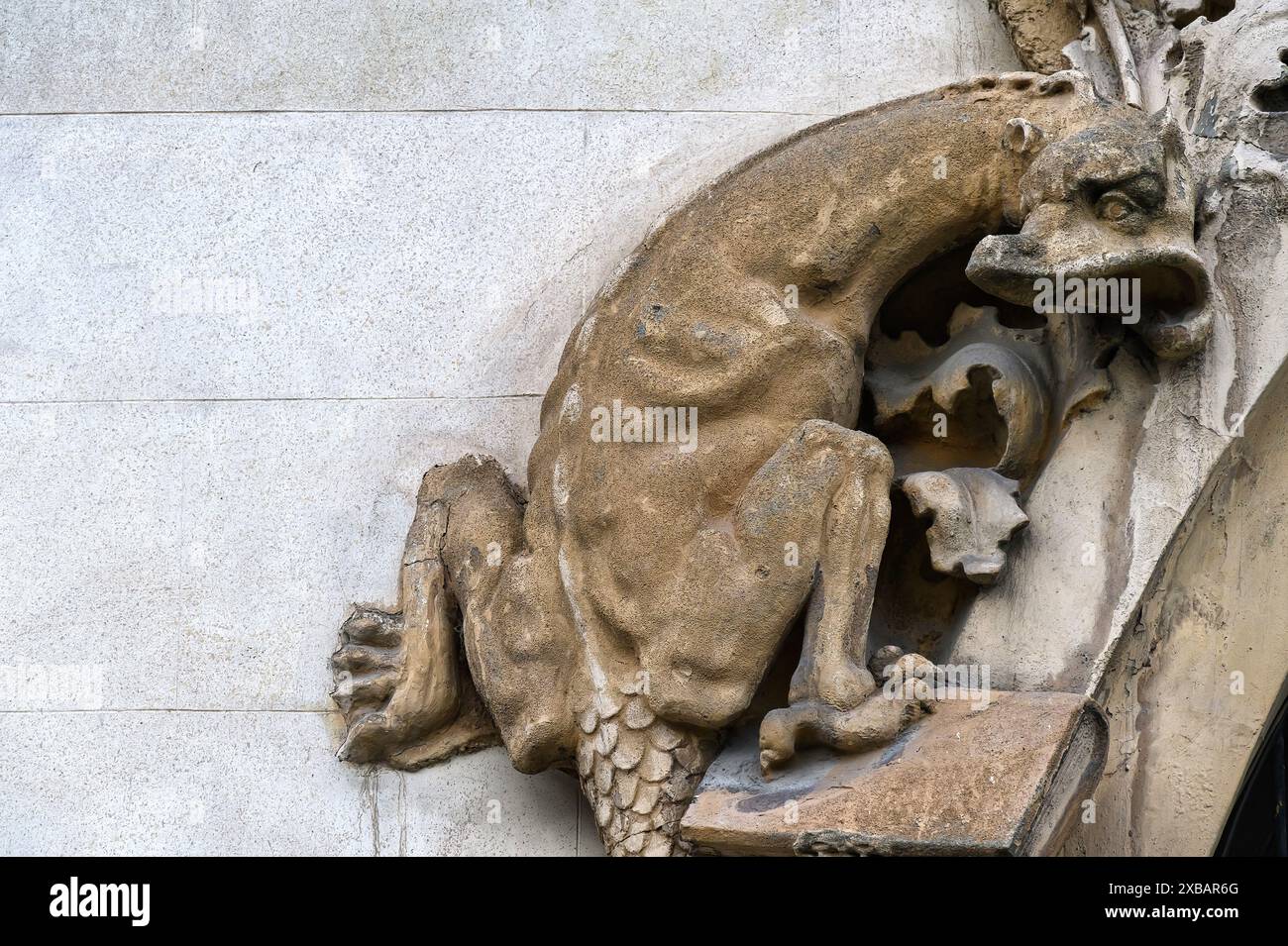 Stone sculpture of gargoyle. Architectural feature of the National ...