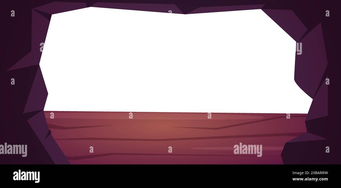 Cartoon stone cave in mountain or rock. Underground tunnel frame with ...