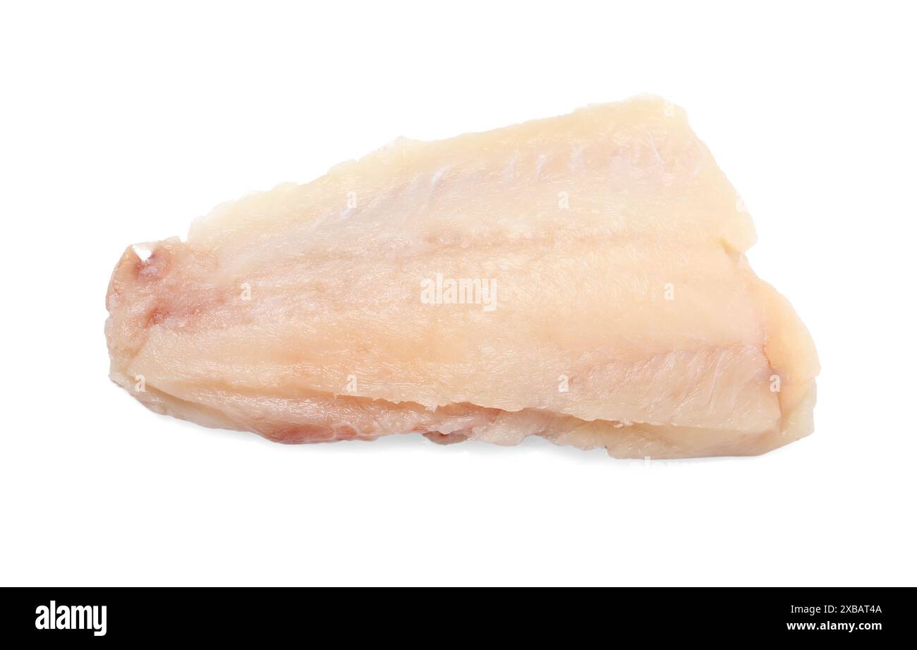 Piece of raw cod fish isolated on white Stock Photo - Alamy