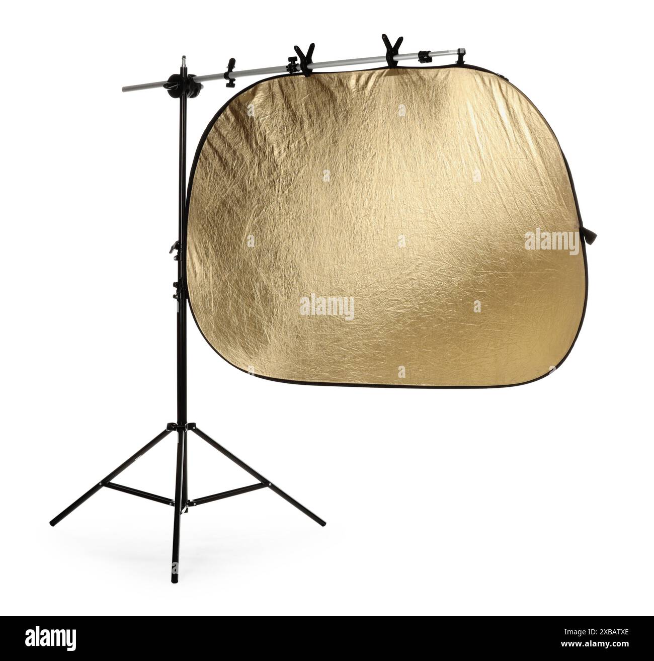 Stand with reflector isolated on white. Photo studio equipment Stock ...