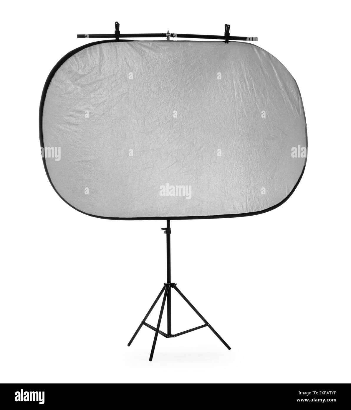 Stand with reflector isolated on white. Photo studio equipment Stock ...