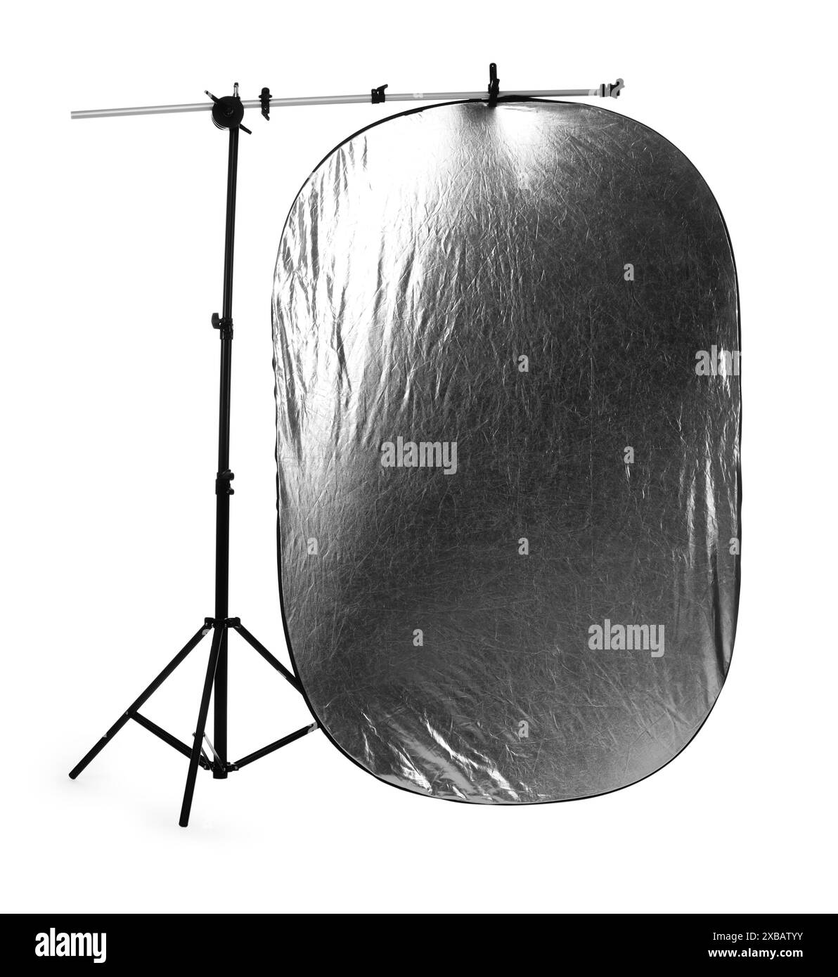 Stand with reflector isolated on white. Photo studio equipment Stock ...