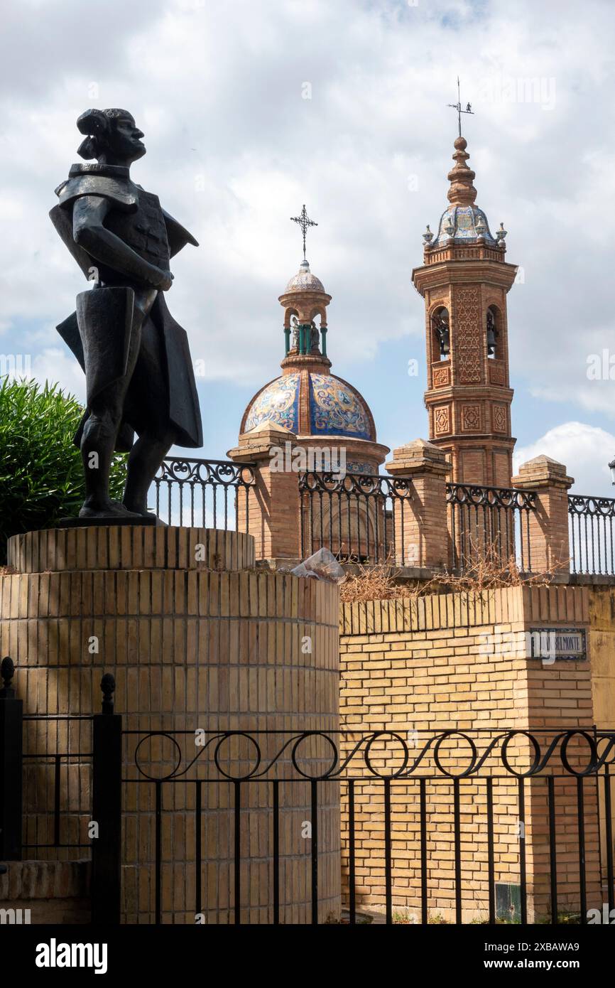 Seville, Andalusia, Spain - June 10, 2024: A statue of a bullfighter ...