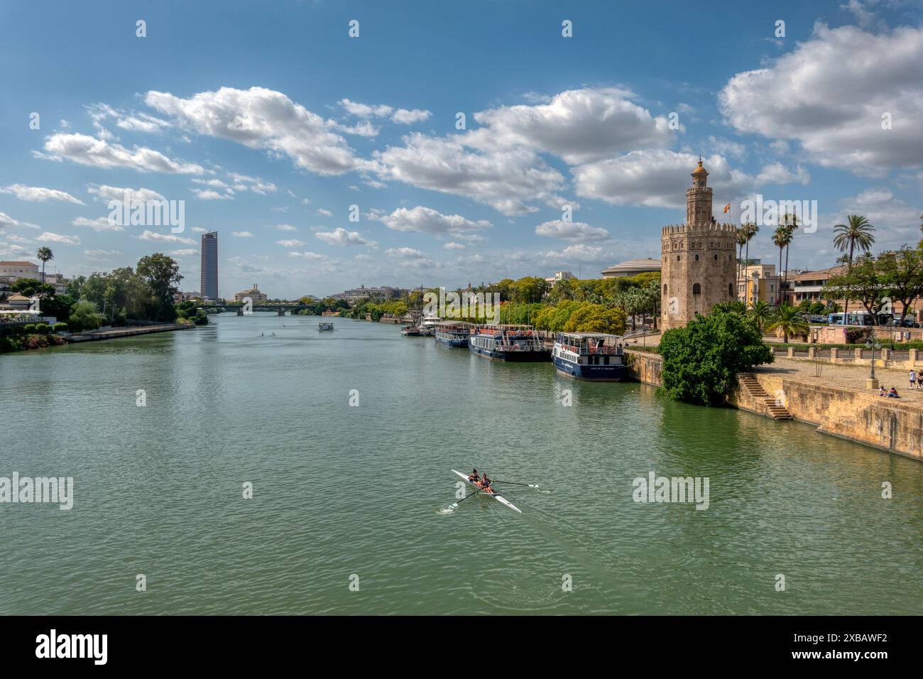 Seville, Andalusia, Spain - June 10, 2024: A view of the Guadalquivir ...