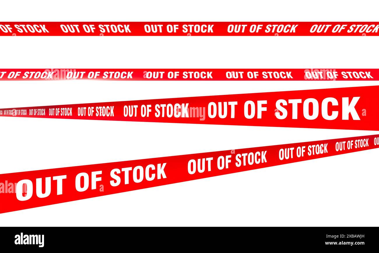 Red out of stock banner across transparent backdrop 3d Stock Photo - Alamy
