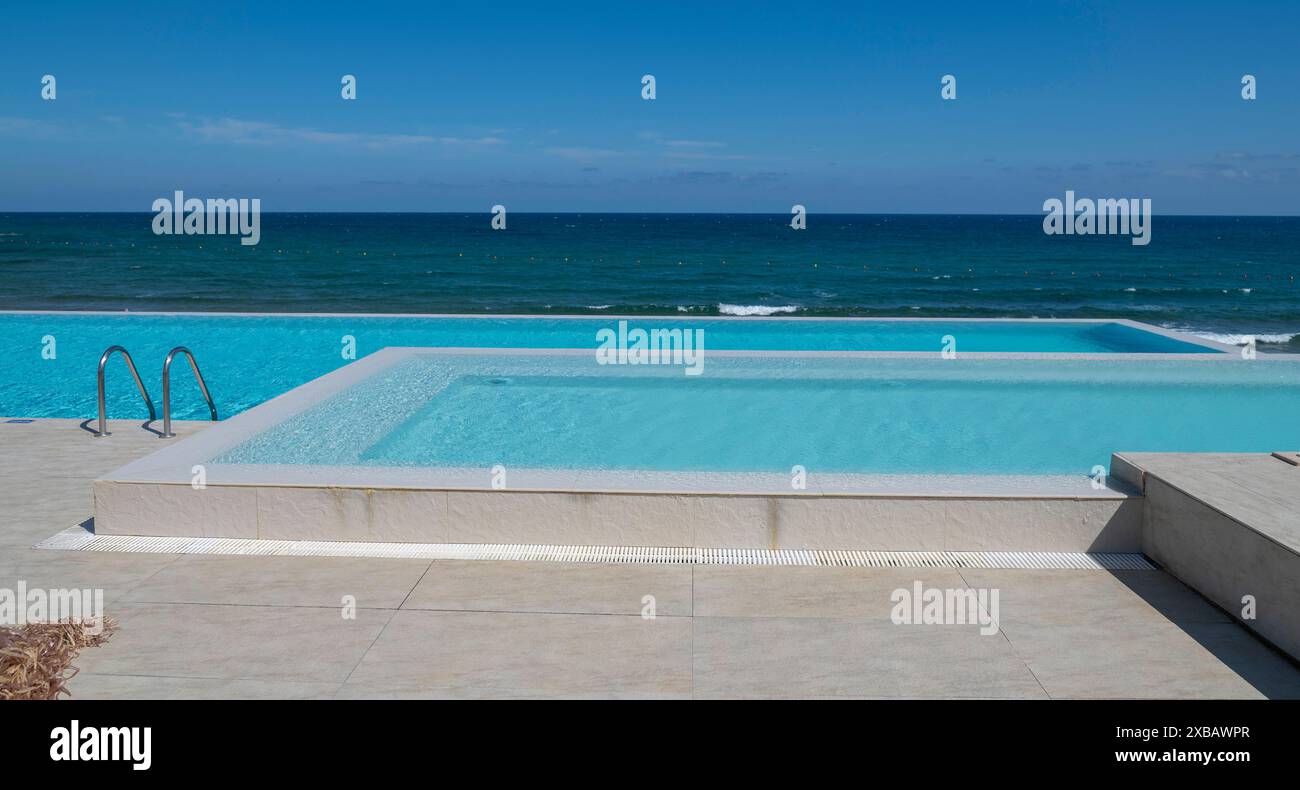 View of the pool and sea from the hotel in Catalkoy, Kyrenia, Northern ...