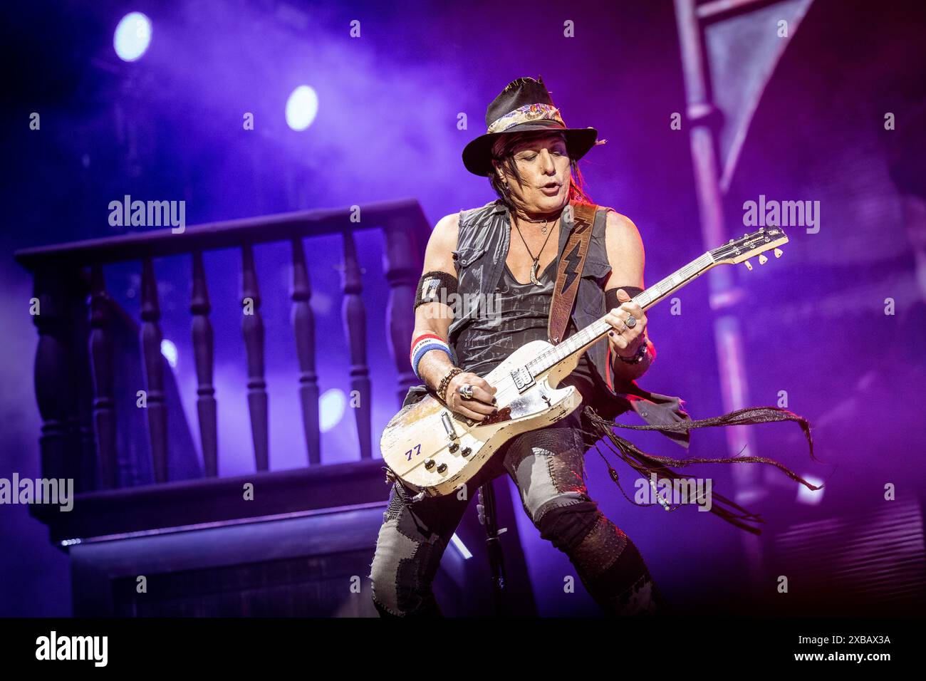 Solvesborg, Sweden. 08th, June 2024. Guitarist Ryan Roxie performs a ...