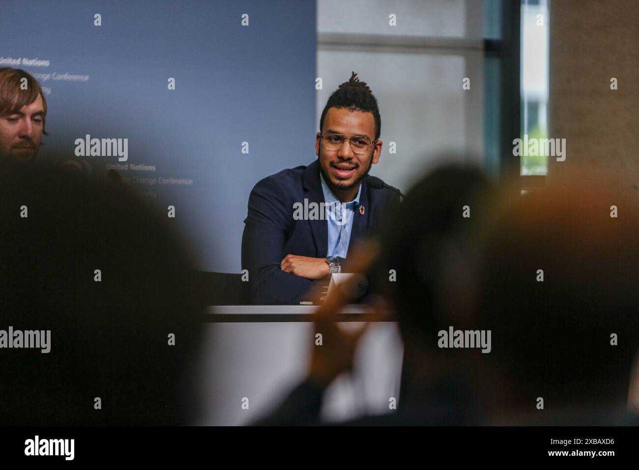 Bonn, Germany, Germany. 10th June, 2024. SALIM STOKEY speaks at a press ...